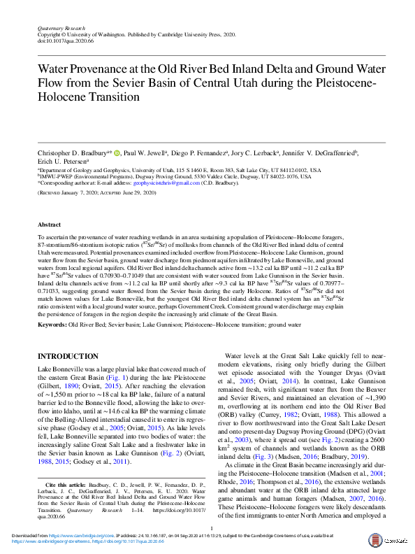 (PDF) Water Provenance at the Old River Bed Inland Delta and Ground ...