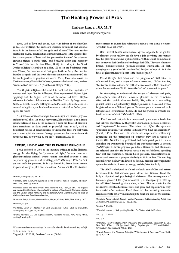 (PDF) The Healing Power of Eros