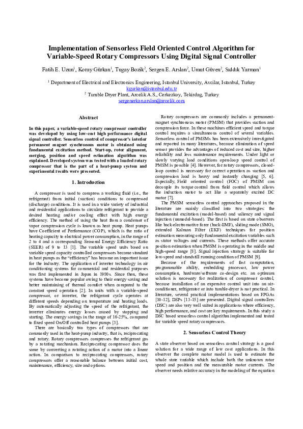 (PDF) Implementation of sensorless field oriented control algorithm for ...