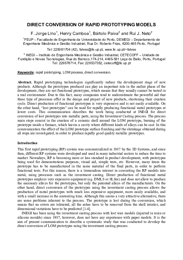 (PDF) Direct Conversion of Rapid Prototyping Models