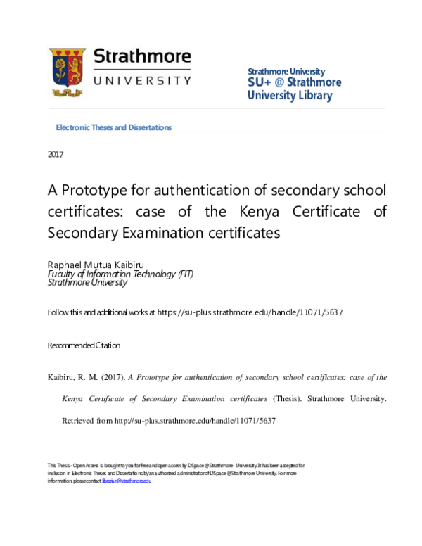 (PDF) A Prototype for authentication of secondary school certificates ...