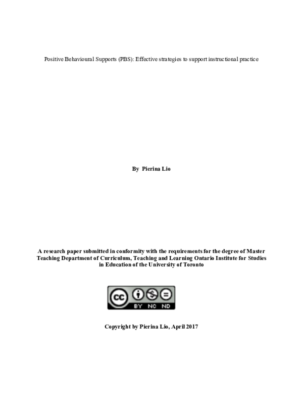 (PDF) Positive Behavioral Supports (PBS): Effective strategies to ...