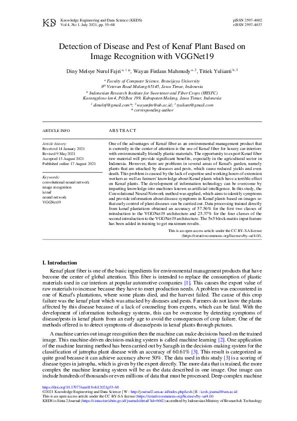 (PDF) Detection of Disease and Pest of Kenaf Plant Based on Image ...