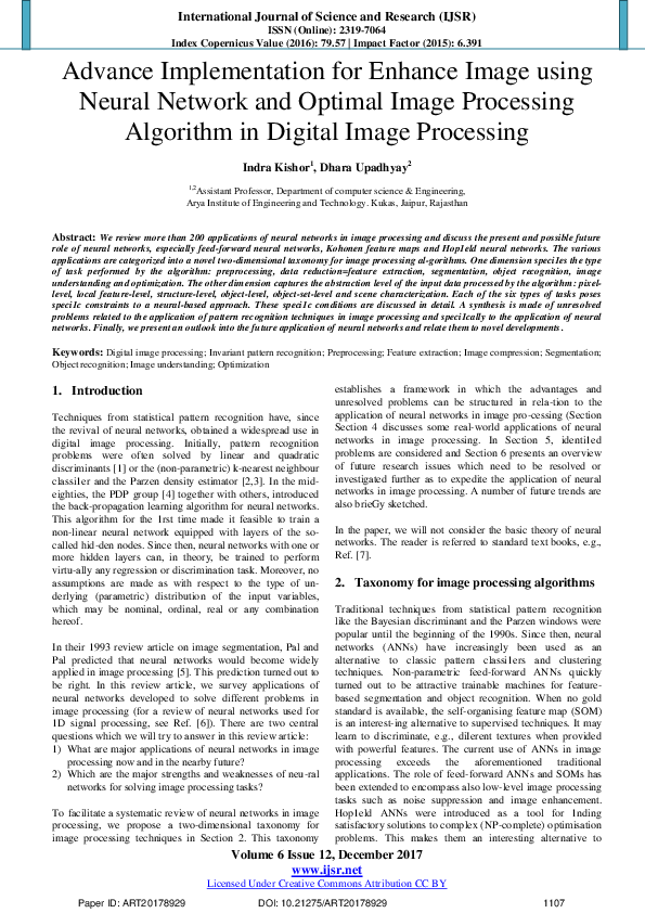 (PDF) Implementation for Enhance Image using Neural Network and Optimal ...