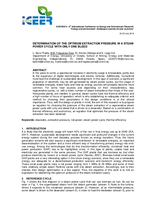 (PDF) Determination of the Optimum Extraction Pressure in a Steam Power ...