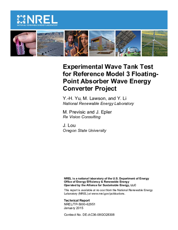 (PDF) Experimental Wave Tank Test for Reference Model 3 Floating-Point ...