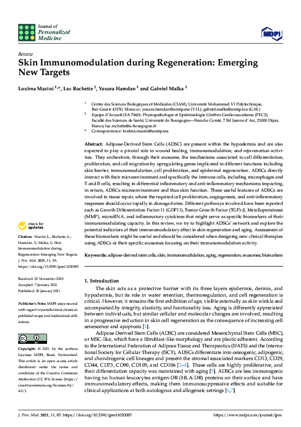 (PDF) Skin Immunomodulation during Regeneration: Emerging New Targets