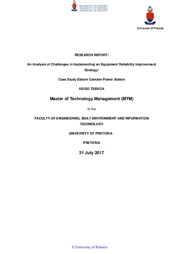(PDF) An analysis of challenges in implementing an equipment reliability improvement strategy ...