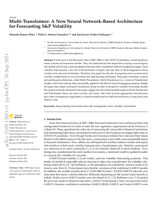 (PDF) Multi-Transformer: A New Neural Network-Based Architecture for Forecasting S&P Volatility