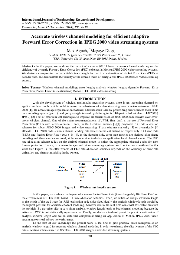 (PDF) Accurate wireless channel modeling for efficient adaptive Forward Error Correction in JPEG ...