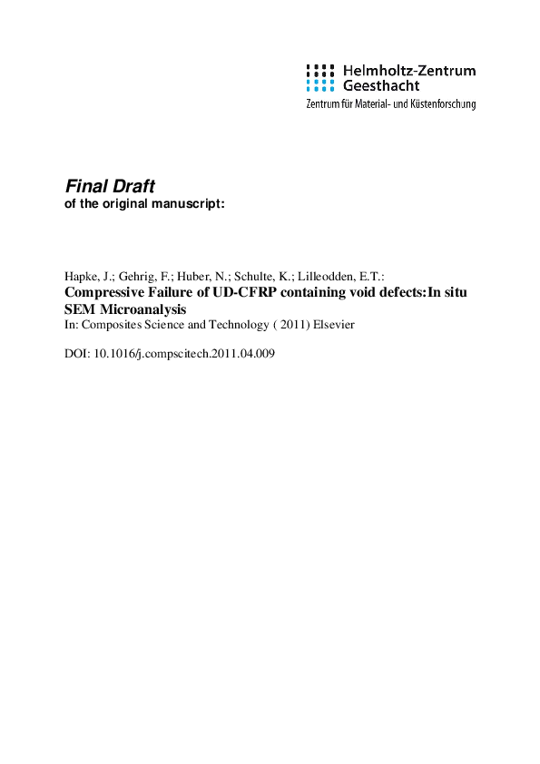 (PDF) Compressive failure of UD-CFRP containing void defects: In situ ...