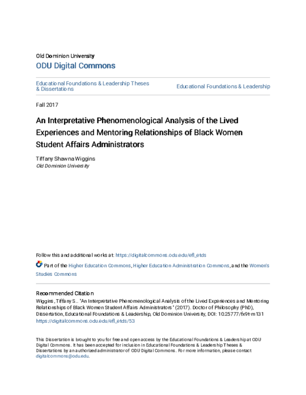 (PDF) An Interpretative Phenomenological Analysis of the Lived ...