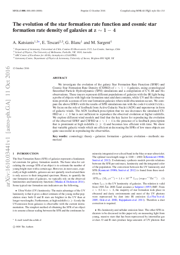 (PDF) The evolution of the star formation rate function and cosmic star ...