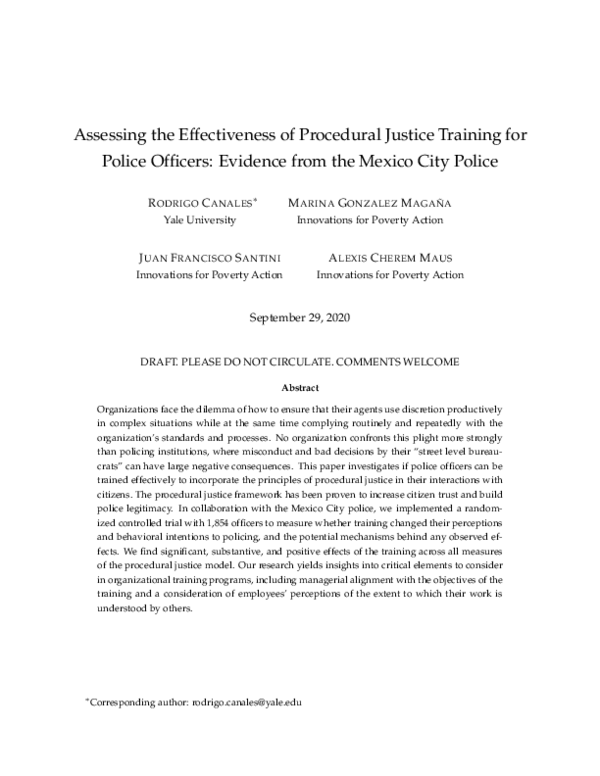 (PDF) Assessing the Effectiveness of Procedural Justice Training for ...