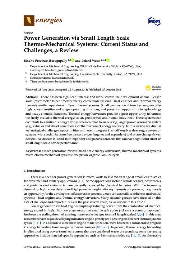 (PDF) Power Generation via Small Length Scale Thermo-Mechanical Systems ...