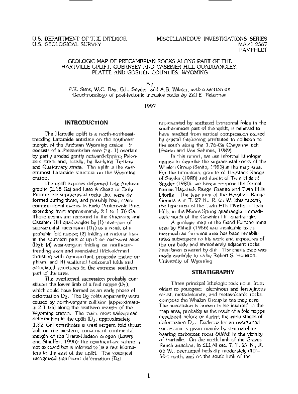 (PDF) Geologic map of Precambrian rocks along part of the Hartville ...