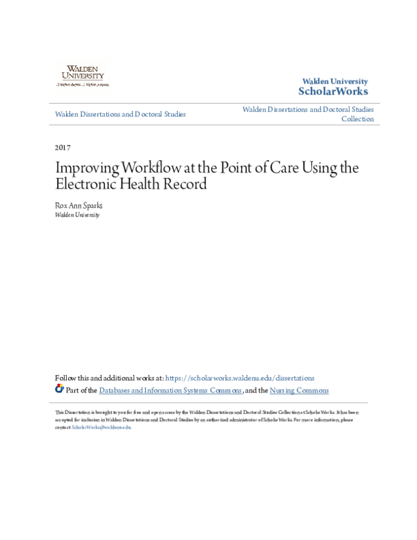 (PDF) Improving Workflow at the Point of Care Using the Electronic ...