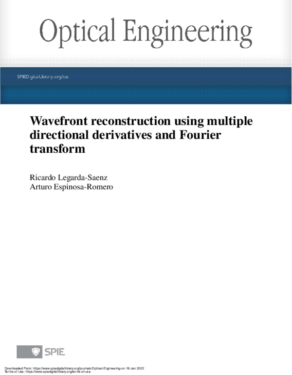 (PDF) Wavefront reconstruction using multiple directional derivatives and Fourier transform