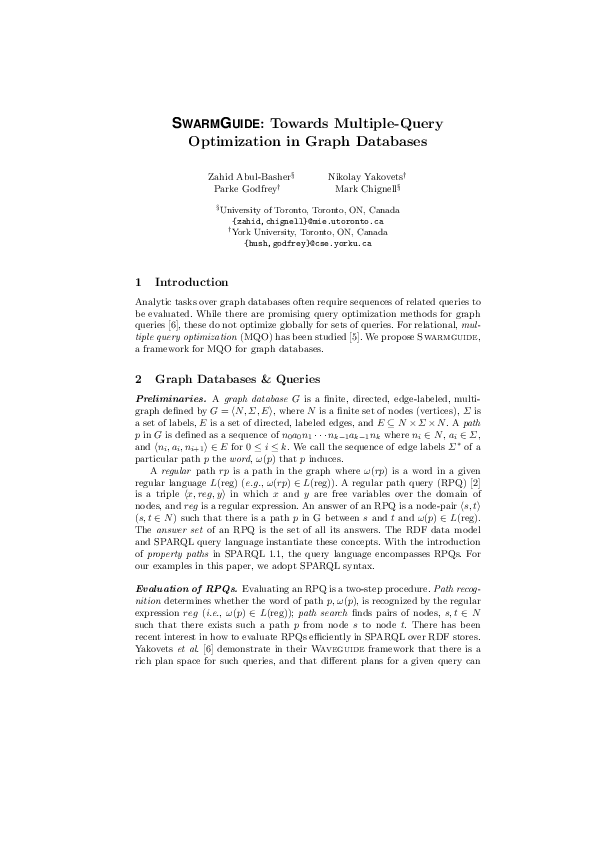 Pdf Swarmguide Towards Multiple Query Optimization In Graph Databases 5945