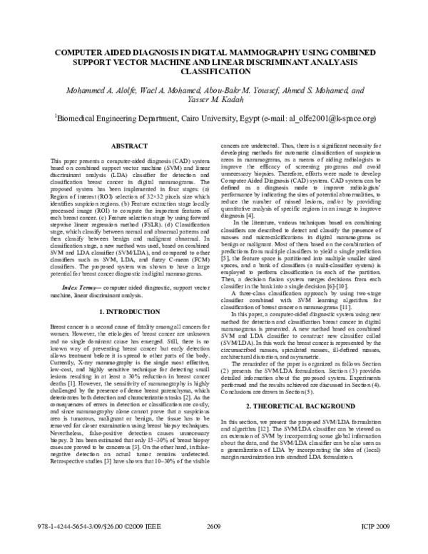 (PDF) Computer Aided Diagnosis In Digital Mammography Using Combined Support Vector Machine and ...