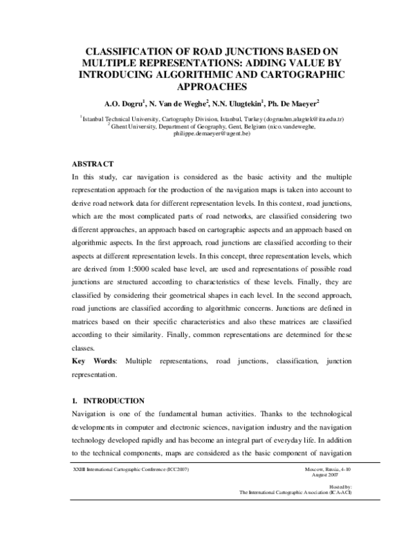 (PDF) Classification of Road Junctions Based on Multiple Representations: Adding Value by ...