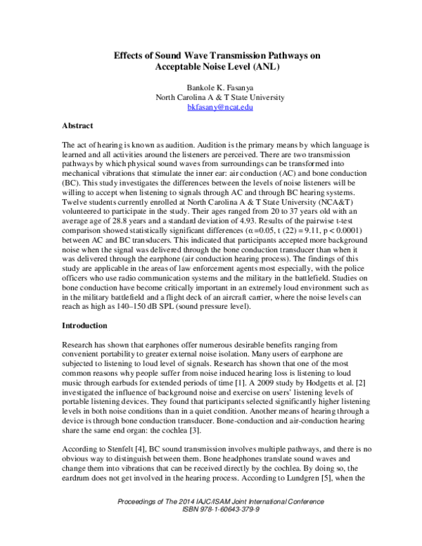 (PDF) Effects of Sound Wave Transmission Pathways on Acceptable Noise ...
