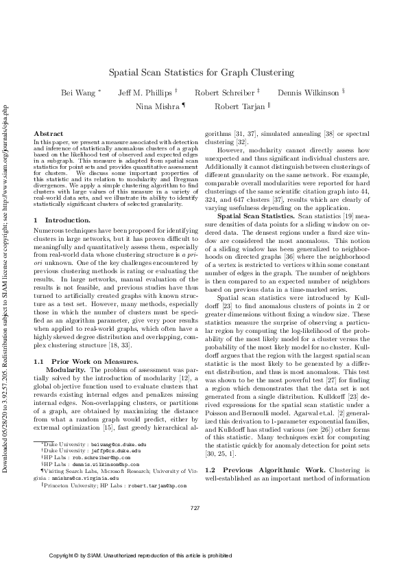 Pdf Graph Clustering Via Spatial Scan Statistics 4134
