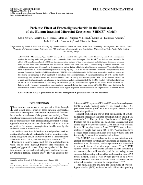 (PDF) Prebiotic Effect of Fructooligosaccharide in the Simulator of the ...