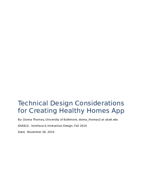 (DOC) Technical Design Considerations for Creating Healthy Homes App