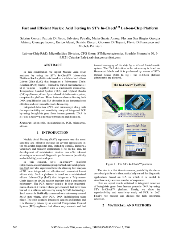 (PDF) Fast and Efficient Nucleic Acid Testing by ST's In-Check TM Lab ...