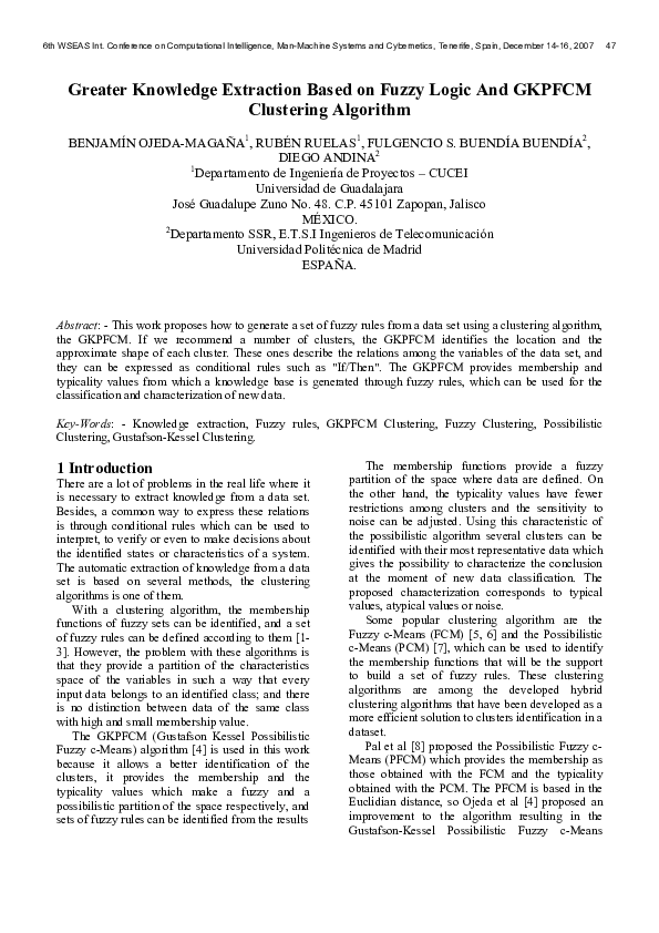 Pdf Greater Knowledge Extraction Based On Fuzzy Logic And Gkpfcm