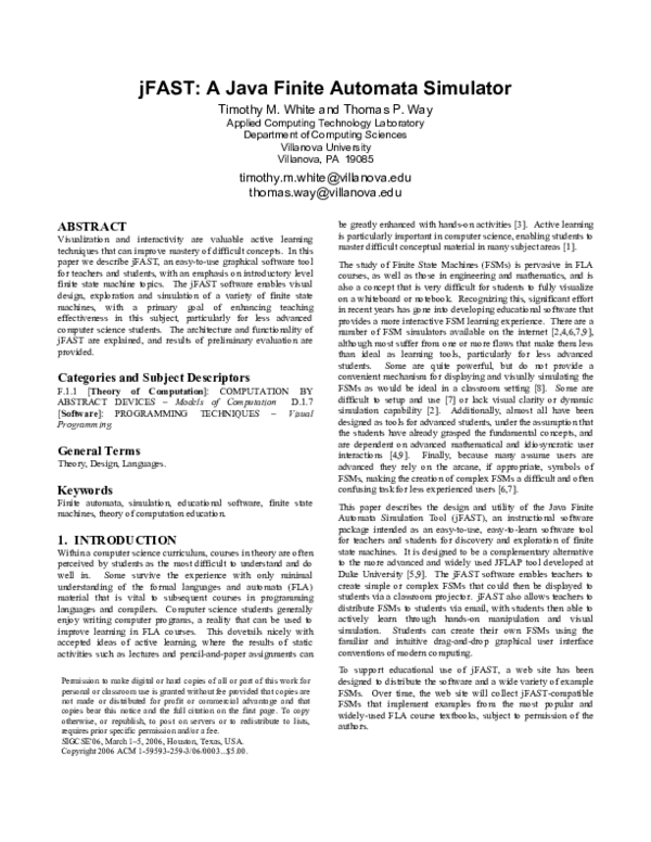 (PDF) jfast: A java finite automata simulator