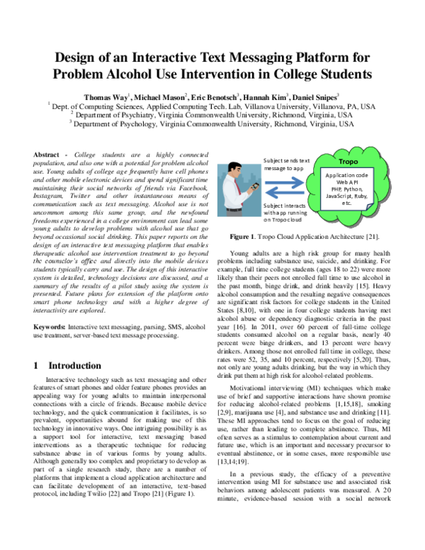 (PDF) Design of an Interactive Text Messaging Platform for Problem ...