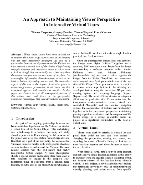 (PDF) An Approach to Maintaining Viewer Perspective in Interactive ...
