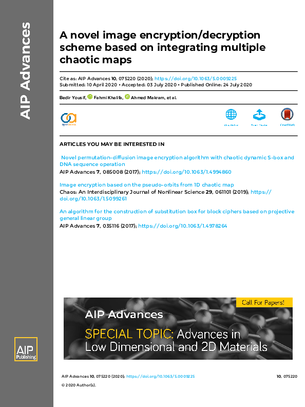 Pdf A Novel Image Encryptiondecryption Scheme Based On Integrating Multiple Chaotic Maps