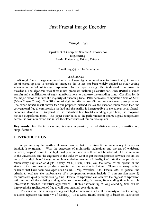 (PDF) Fast Fractal Image Encoder