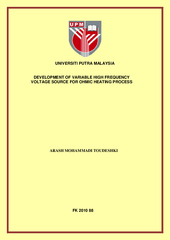 (PDF) Development of Variable High Frequency Voltage Source for Ohmic ...