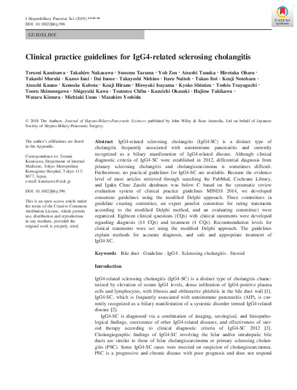 (PDF) Clinical practice guidelines for IgG4-related sclerosing cholangitis