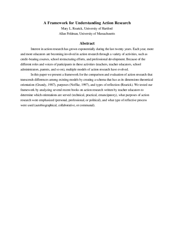(PDF) A Framework for Understanding Action Research