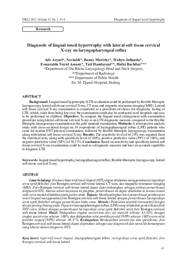 (PDF) Diagnostic of lingual tonsil hypertrophy with lateral soft tissue ...
