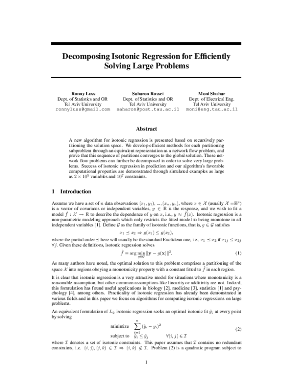 (PDF) Decomposing Isotonic Regression for Efficiently Solving Large Problems | Ronny Luss ...