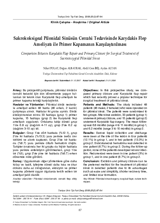 (PDF) Comparison Between Karydakis Flap Repair and Primary Closure for ...