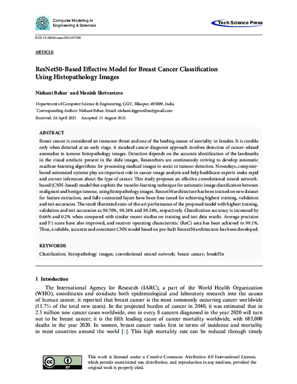 (PDF) ResNet50-Based Effective Model for Breast Cancer Classification ...