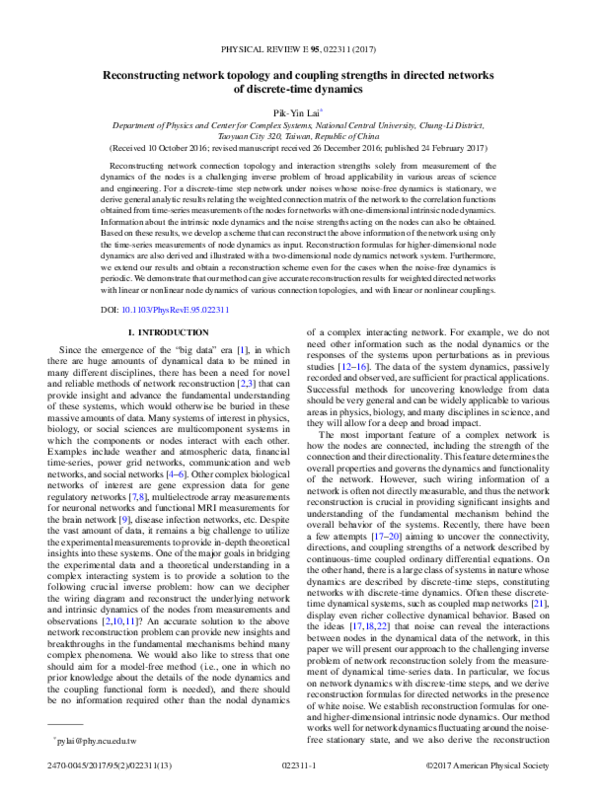 Pdf Reconstructing Network Topology And Coupling Strengths In Directed Networks Of Discrete