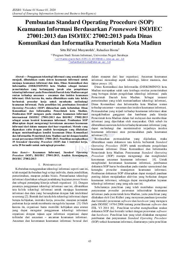 (PDF) Pembuatan Standard Operating Procedure (SOP)