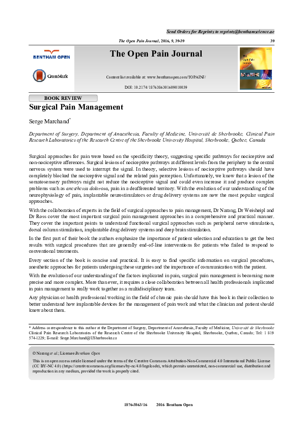 (PDF) Surgical Pain Management