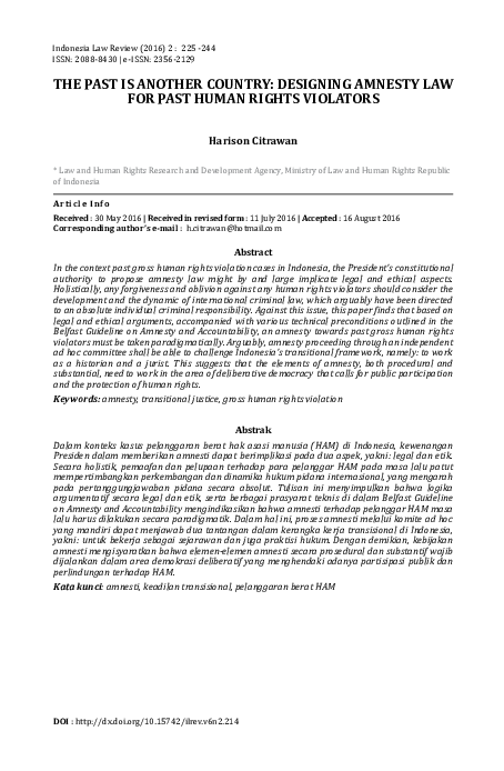 (PDF) The Past is Another Country: Designing Amnesty Law for Past Human ...