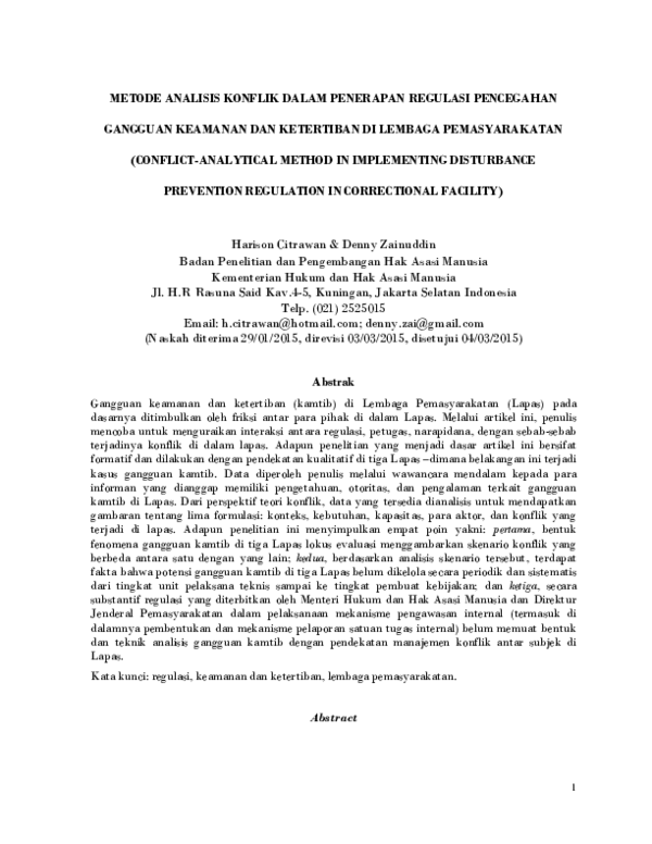 (PDF) Metode Analisis Konflik Dalam Penerapan Regulasi Pencegahan ...