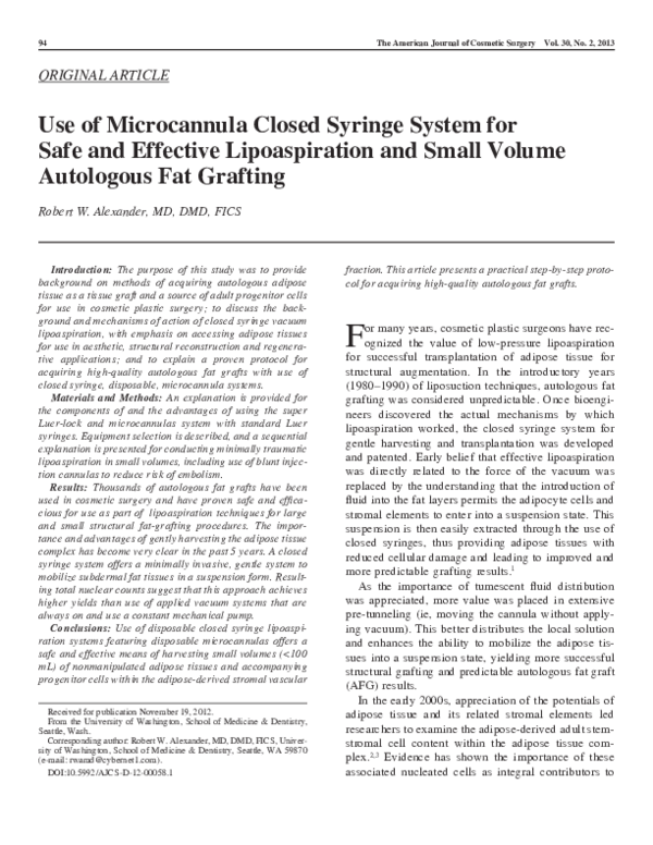 (PDF) Use of Microcannula Closed Syringe System for Safe and Effective ...