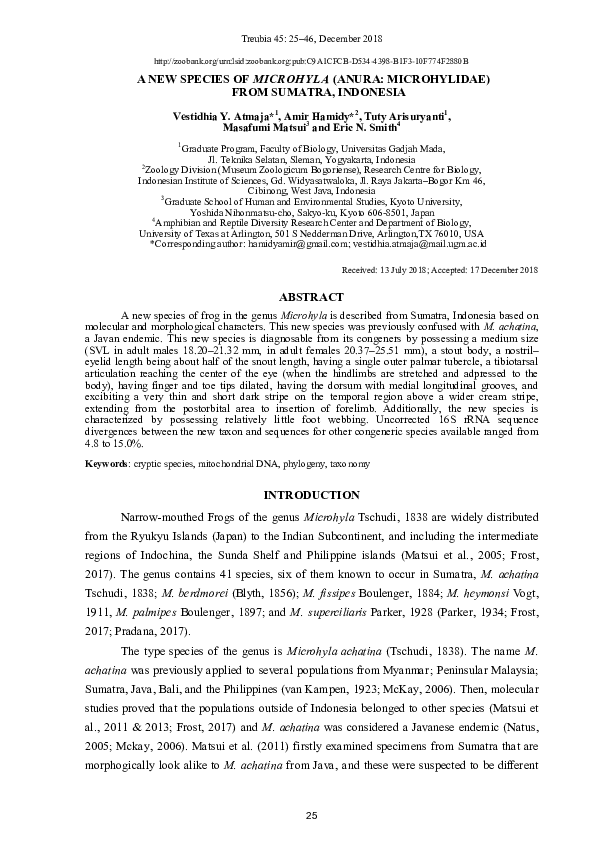 (PDF) A new species of Microhyla (Anura: Microhylidae) from the Malay ...
